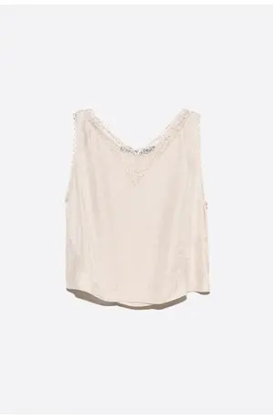 Bimba Y Lola Lingerie-style Lace Trim Tank Top