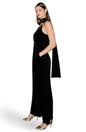 YUMI One Shoulder Scarf Neck Jumpsuit