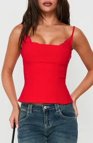 Princess Polly Renaissance Lace Trim Corset Top - Red
