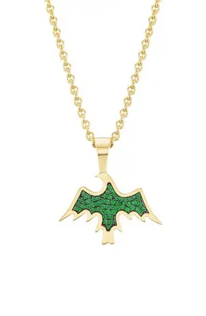 NIGHTHORSE Spirit Animals 18k Gold Eagle Pendant Necklace - Emerald