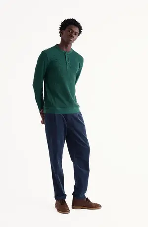 SEASALT CORNWALL Brigantine Long Sleeve Waffle Henley T-shirt