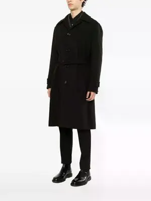 LARDINI Herringbone Belted Coat