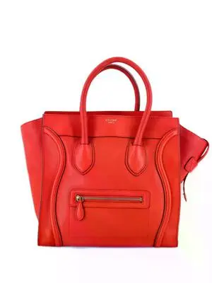Celine Luggage Bag Grainy Leather Mini Tote Bag - Red