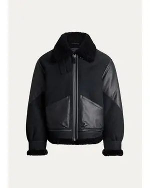 Ralph Lauren Purple Label Lutton Shearling Aviator Jacket - Multicolor