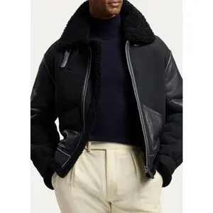 Ralph Lauren Purple Label Lutton Shearling Aviator Jacket - Multicolor