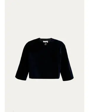 Erdem Embellished Velvet Elbow-sleeve Bolero Jacket