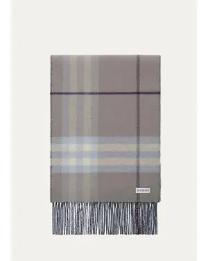 Burberry Contrast Check Cashmere Scarf - Blue