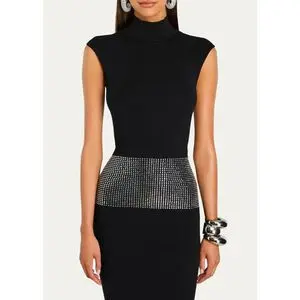 Retrofete Leontine Embellished Mock-neck Midi Dress