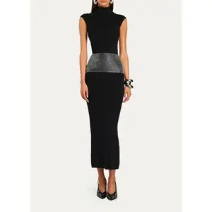 Retrofete Leontine Embellished Mock-neck Midi Dress