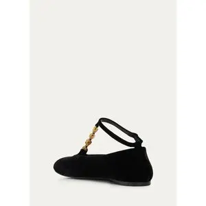 NODALETO Velvet T-strap Ballerina Flats