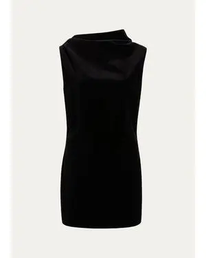 Khaite Astor Cowl-neck Draped Velvet Sleeveless Mini Dress
