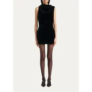 Khaite Astor Cowl-neck Draped Velvet Sleeveless Mini Dress
