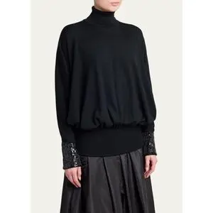 Valentino Garavani Turtleneck Sequined Balloon Sweater