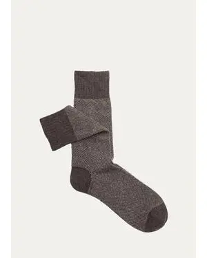 SOZZI CALZE Birdseye Oxford Crew Socks Grey