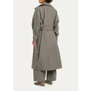 Issey Miyake Calligraph Wool Sculptural Belted Trench Coat