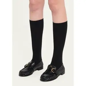 Miu Miu Crinkled Leather Buckled Moccasin Loafers