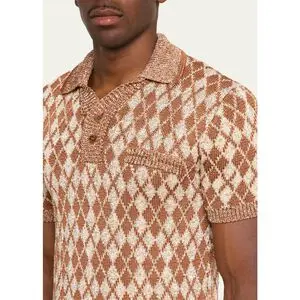 Amiri Argyle Short-sleeve Polo Sweater