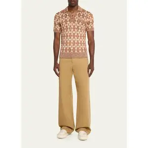 Amiri Argyle Short-sleeve Polo Sweater