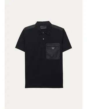 Prada Re-nylon Pocket Polo Shirt - Black