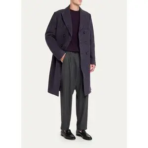 Massimo Alba Oltremare Wool Double-breasted Overcoat