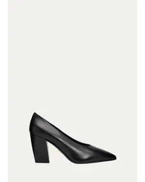 Prada 85mm Leather Block-heel Pumps