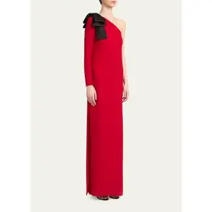 Valentino Garavani Bow One-shoulder Silk Crepe Column Gown