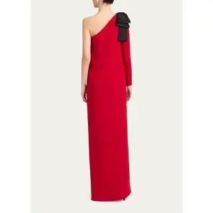 Valentino Garavani Bow One-shoulder Silk Crepe Column Gown
