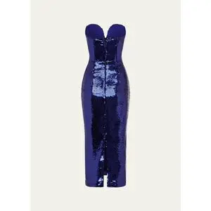Alex Perry Strapless Sweetheart Sequined Midi Dress