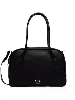 Armani Exchange Logo-print Pebbled-effect Tote Bag - Black