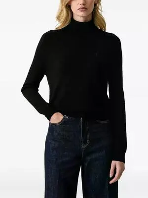 TRUSSARDI Golf Logo-embroidered Roll-neck Sweater - Black