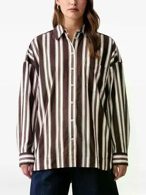Marc O'polo Vertical-stripe Long-sleeve Shirt - Brown