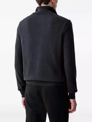 Marc O'polo Embroidered-logo Quarter-zip Sweater - Blue