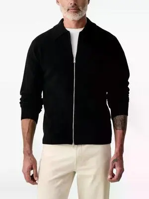 Lindbergh Zip-up Spread-collar Cardigan - Black