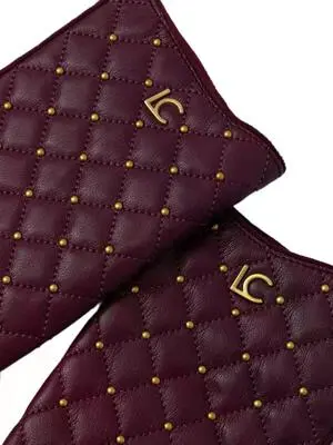 Lola Casademunt Quilted Stud-embellished Gloves - Red