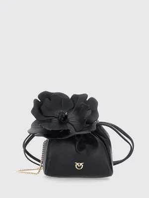 Pinko Leather Mini Bucket Bag With Love Birds Logo And Rhinestones