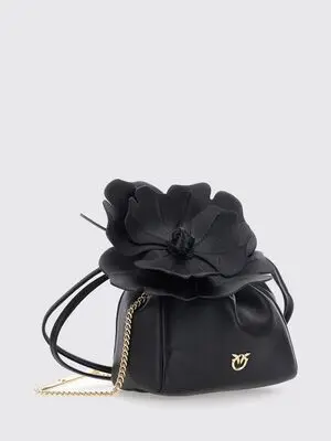 Pinko Leather Mini Bucket Bag With Love Birds Logo And Rhinestones