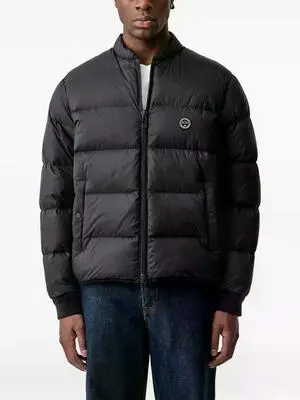 Armani Exchange Quilted Logo-patch Jacket - Black