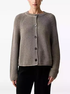 Marc O'polo Ribbed-knit Raglan-sleeve Cardigan - Neutrals