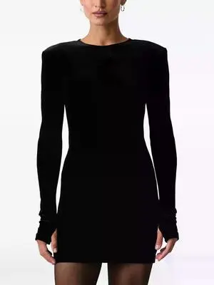 Armani Exchange Padded-shoulder Velvet Mini Dress