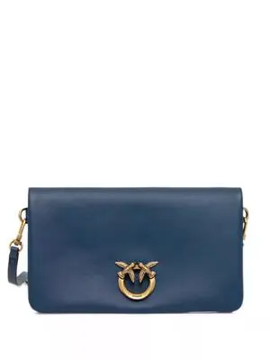 Pinko Love Bag Click Soft Horizontal Mini Small Crossbody-clutch In Leather - Blue