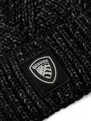 BLAUER. Logo-patch Pompom Beanie Hat