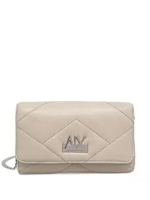 Armani Exchange Quilted Logo-plaque Crossbody Bag - Neutrals