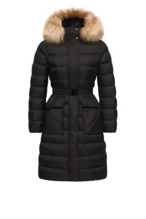 Moncler Leersies Shearling-trimmed Hooded Long Down Coat - Black