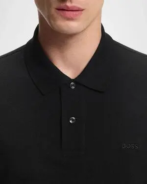 BOSS Logo Cotton Polo Shirt - Black