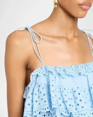 Ulla Johnson Maja Eyelet Waterwashed Cotton Poplin Top - Hydrangea