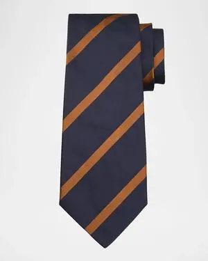Dunhill Apos;s Silk Twill Stripe Tie - Hazelnut
