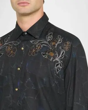 Robert Graham Apos;s Faraday Hand-embroidered Western Shirt - Indigo