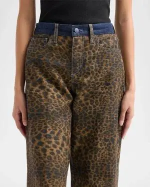 L & Apos;AGENCE Alicent Leopard Print Wide-leg Jeans