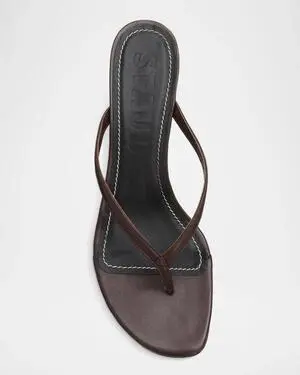 Staud 55mm Freja Leather Thong Sandals - Espresso