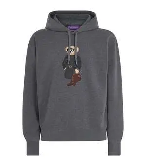 Ralph Lauren Purple Label Cotton-cashmere Polo Bear Hoodie - Grey